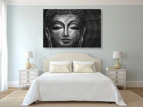 Obraz tvář Budhy v černobílém provedení - 60x40 cm