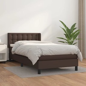 vidaXL Box spring postel s matrací 90x200 cm umělá kůže [3130758] Barva: Šedá