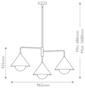Alora Mood ALM-REMYCK3-GD - Lustr na tyči REMYCK 3xE27/60W/230V zlatá