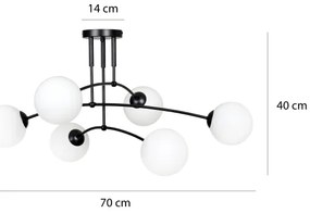 Lustr na tyči PREGOS 6xE14/10W/230V černá/bílá
