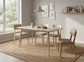 Jídelní stůl TALVEN s keramickou travertinovou deskou 130x70 cm, travertin/kašmír