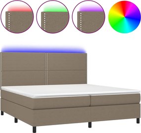 Box spring postel s matrací a LED taupe 200x200 cm textil 3134825