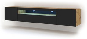 TV stolek/skříňka Aurora 200 (dub artisan + černá matná) (LED). 1057704
