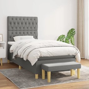 vidaXL Box spring postel s matrací 90x200 cm textil [3137369] Barva: Tmavě šedá
