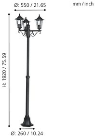 EGLO 22145 - Venkovní lampa LATERNA 4 3xE27/60W/230V IP44