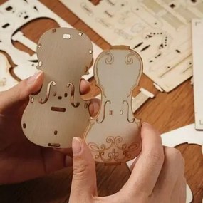 RoboTime 3D dřevěné puzzle Violoncello / od 8 let / 58 dílků / Obtížno