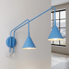 Sollux Lighting Nástěnné svítidlo NOX 2 světle modré s vypínačem