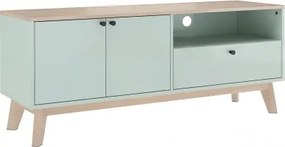 HOMCOM TV nábytek 120 cm, televizní stolek pro televizi až 91,44 cm se 2 dvířky, zásuvkou a otevřeným prostorem, světle zelená