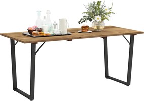 Dřevěný zahradní stůl Outsunny 175x80 cm s otvorem na deštník – Zahradní stůl pro 6 lidí, venkovní jídelní stůl na terasu, balkon, zahradu, hnědý | Ao