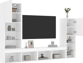 vidaXL 4dílná obývací stěna s LED kompozitní dřevo [3216656] Barva: Bílá