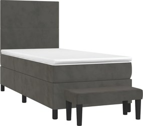 Box spring postel s matrací tmavě šedá 90x190 cm samet 3137696