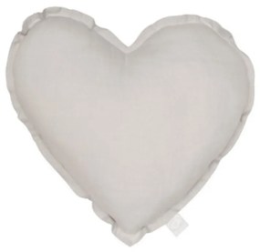 Cotton &amp; Sweets Mini lněný polštář srdce světle šedá 28 cm