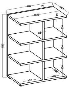 Regál MORE 3-dílná sestava A | 166,4 x 112,5 cm | dub sonoma | lamino o síle 28 mm, záda 16 mm