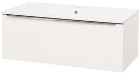 Mereo, Mailo, koupelnová skříňka s keramickým umyvadlem 101 cm, bílá, chrom madlo CN517