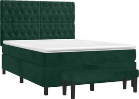 Box spring postel s matrací tmavě zelená 140x190 cm samet 3138022