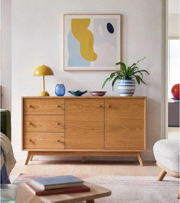 Nízká komoda v dekoru dubu v přírodní barvě 149x75 cm Kensal – Woodman