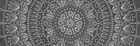 Obraz ručně kreslená Mandala v černobílém provedení - 135x45 cm