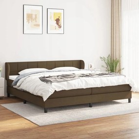 Box Spring Postel S Matrací Textil Tmavě Hnědá Blok se čtverci 200 x 200