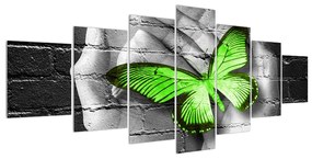 Moderní obraz dlaní s motýlem (210x100 cm)