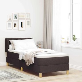 Postel s boxspringem s čelo Tmavě hnědá 80 x 200 cm textil 3340244