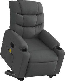 Zvedací masážní polohovací křeslo tmavě šedé textil 3206655