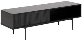 OnaDnes -20% Scandi Černý dřevěný televizní stolek Toren 140 x 40 cm