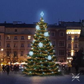LED světelná sada na vánoční stromy vysoké 9-11 m, teplá bílá s Flash, ledové dekory DZX0EFD08