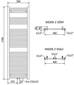 Mexen Pluton topné těleso 1700 x 500 mm, 844 W, bílá, W106-1700-500-00-20