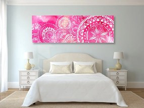 Obraz Mandala růžový akvarel - 150x50 cm