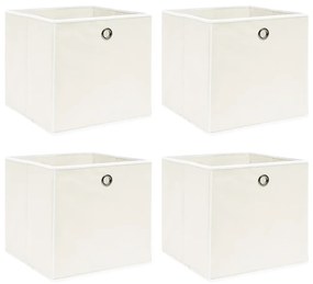 Úložné boxy 4 ks bílé 32 x 32 x 32 cm textil