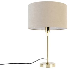 Stolní lampa zlatá nastavitelná se stínidlem světle hnědá 35 cm - Parte