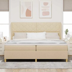 Postel s boxspringem s čelo Krémová 200 x 200 cm textil 3340842