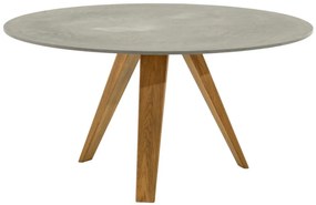 OnaDnes -20% Betonový kulatý jídelní stůl Cioata Tribeca 130 cm s dřevěnou podnoží