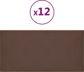 vidaXL Nástěnné panely 12 ks 30 x 15 cm umělá kůže 0,54 m² [343777] Barva: Šedá