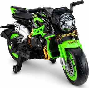 LEAN CARS Akumulátorový motocykl XW-07 s LED podsvícením kol, zelený