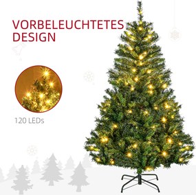 Aosom Vánoční strom, umělý vánoční strom, včetně ozdob, 95 cm x 150 cm, zelený