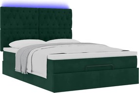 Osmanský rám postele s matracemi tmavě zelená 140x190cm samet 3314393