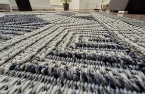 HU Šedý moderní koberec Boho 874-S s kostkovaným vzorem Rozměr: 60x100 cm