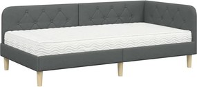 Rohový rám postele Tmavě šedá 90 x 200 cm textil 3394118