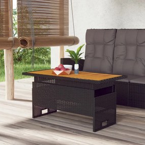 vidaXL Zahradní stůl černý 100x50x43/63 cm masivní akácie a polyratan