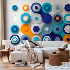 Fototapeta Geometrie modrého kola - pozadí v moderním motivu s barevnými kruhy