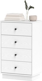HOMCOM Úzká komoda se 4 šuplíky - Moderní dresser do ložnice 47x29x75 cm Bílá