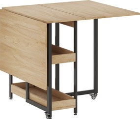 Skládací jídelní stůl HOMCOM, obdélníkový rozkládací kuchyňský stůl na kolečkách pro až 4 osoby s otevřenými přihrádkami, ideální pro malé prostory, …