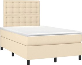 Box spring postel s matrací a LED krémová 120x190 cm textil 3270230