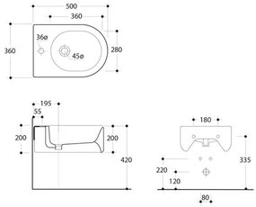 Kerasan Flo Bidet závěsný 36,5x20x50 cm, bílá 312501