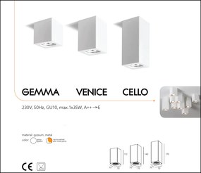 Čtvercové stropní svítidlo ze sádry Art of Light GEMMA