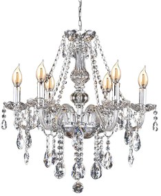 Toolight - Křišťálový závěsný lustr 6xE14 60W 392183, stříbrná, OSW-04007