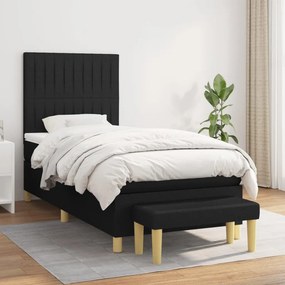 Box spring postel s matrací černá 90x190 cm textil 3137279