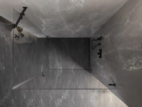 Mexen Lunar-B pravostranný výklopný sprchový kout 90 x 80 cm, čiré sklo, černá matná, 832-090-080-70-00-P