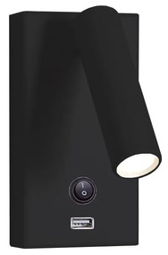 Nastavitelná nástěnná lampička Manhattan Wall Barva nohy: Černá, Varianta: USB port součástí